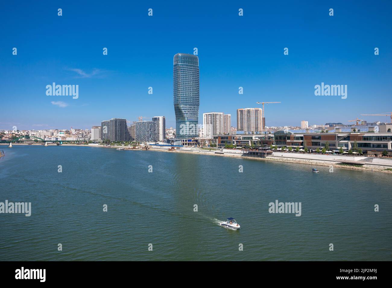 Skyscaper Belgrade Tower in Belgrade Watefront, modern residential area ...