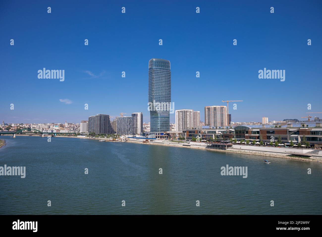Skyscaper Belgrade Tower in Belgrade Watefront, modern residential area ...