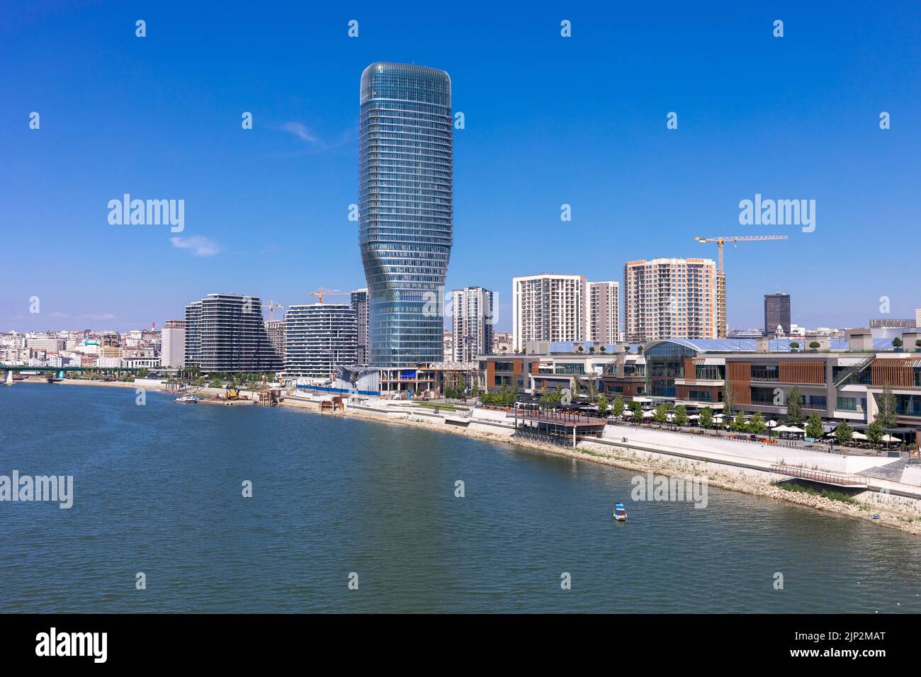 Skyscaper Belgrade Tower in Belgrade Watefront, modern residential area ...