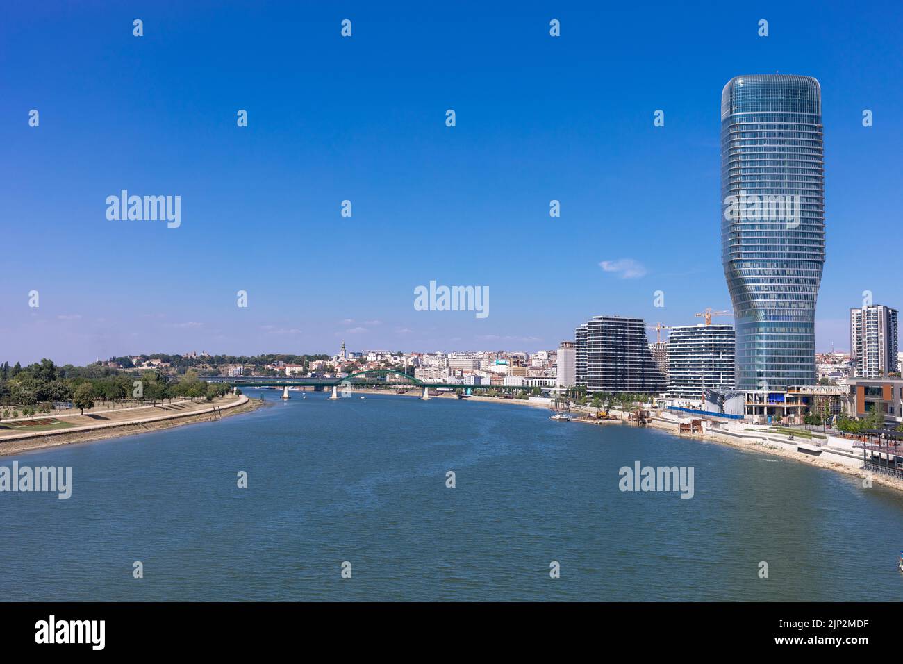 Belgrade Watefront, modern residential area on the river bank of Sava ...