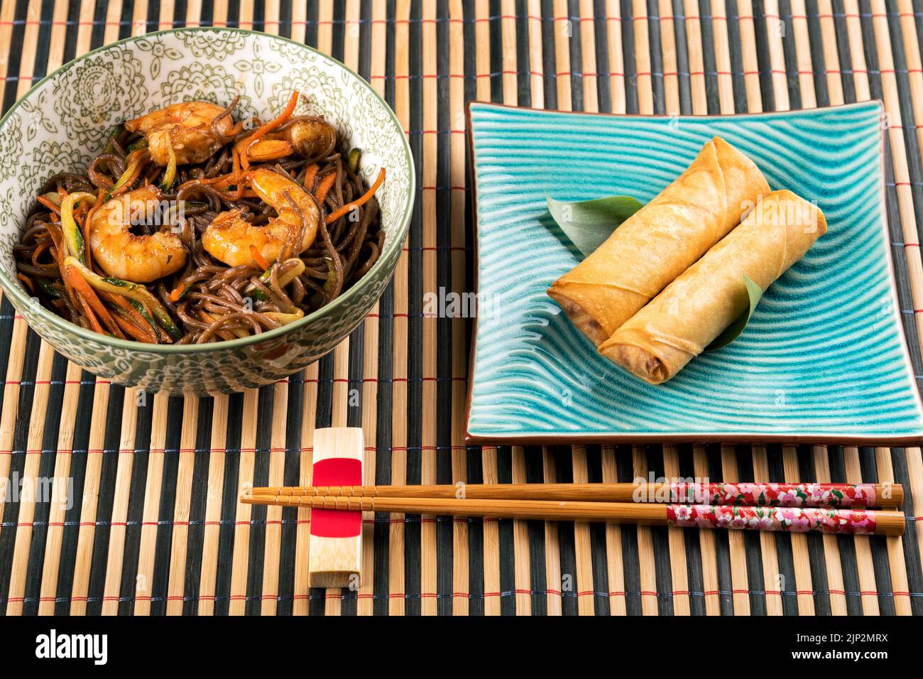 meal, spring roll, yakisoba, meals, spring rolls Stock Photo - Alamy