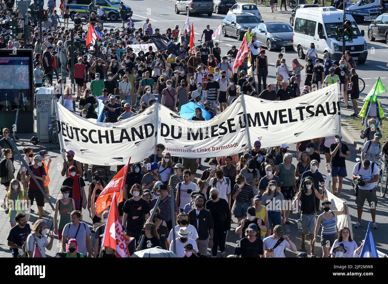 GERMANY, Hamburg city, climatecamp 2022, rally for climate protection ...