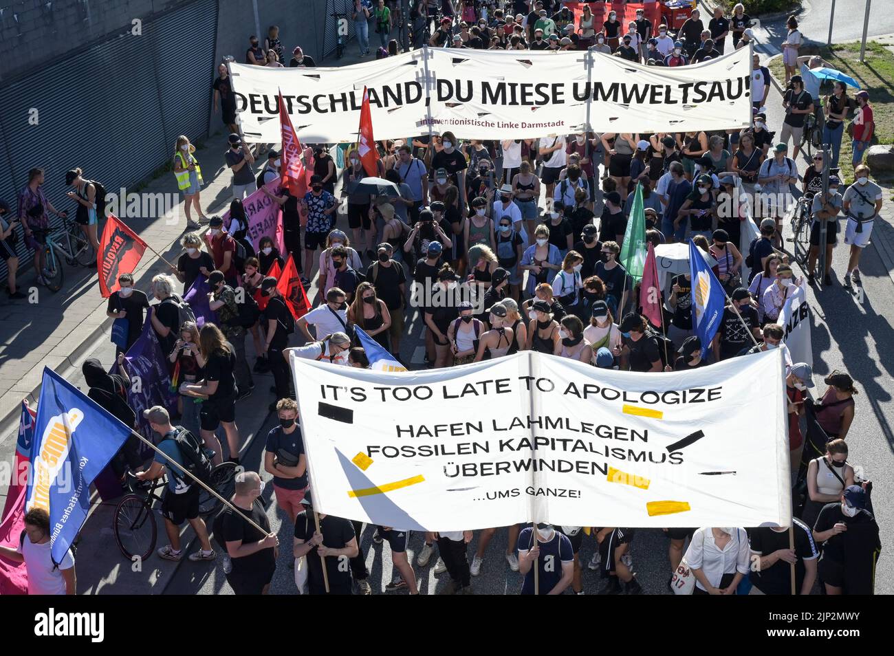 GERMANY, Hamburg city, climatecamp 2022, rally for climate protection ...