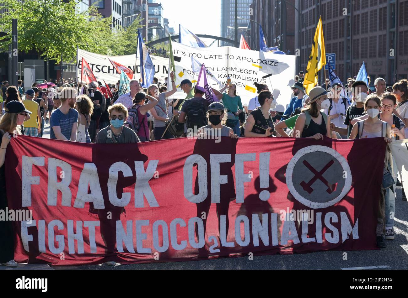 GERMANY, Hamburg city, climatecamp 2022, rally for climate protection ...