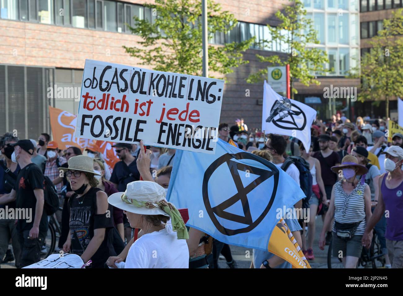 GERMANY, Hamburg city, climatecamp 2022, rally for climate protection ...