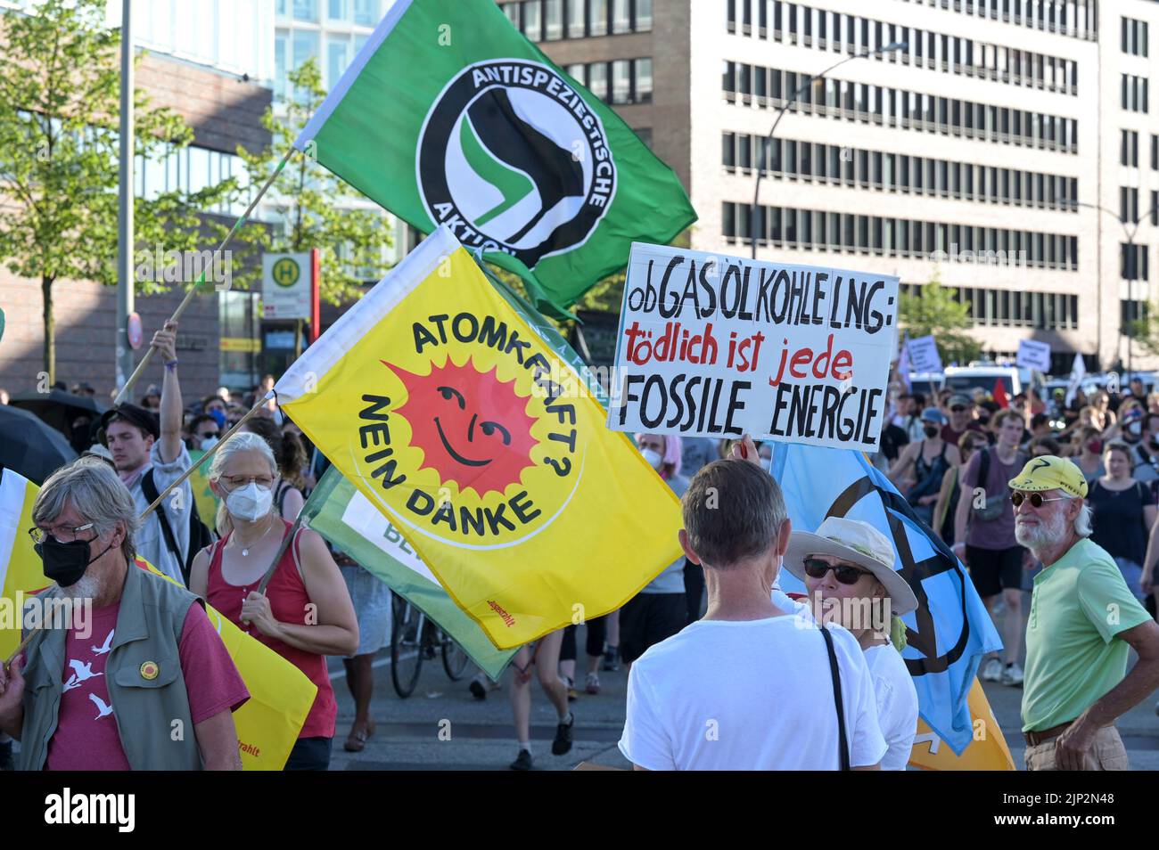 GERMANY, Hamburg city, climatecamp 2022, rally for climate protection ...