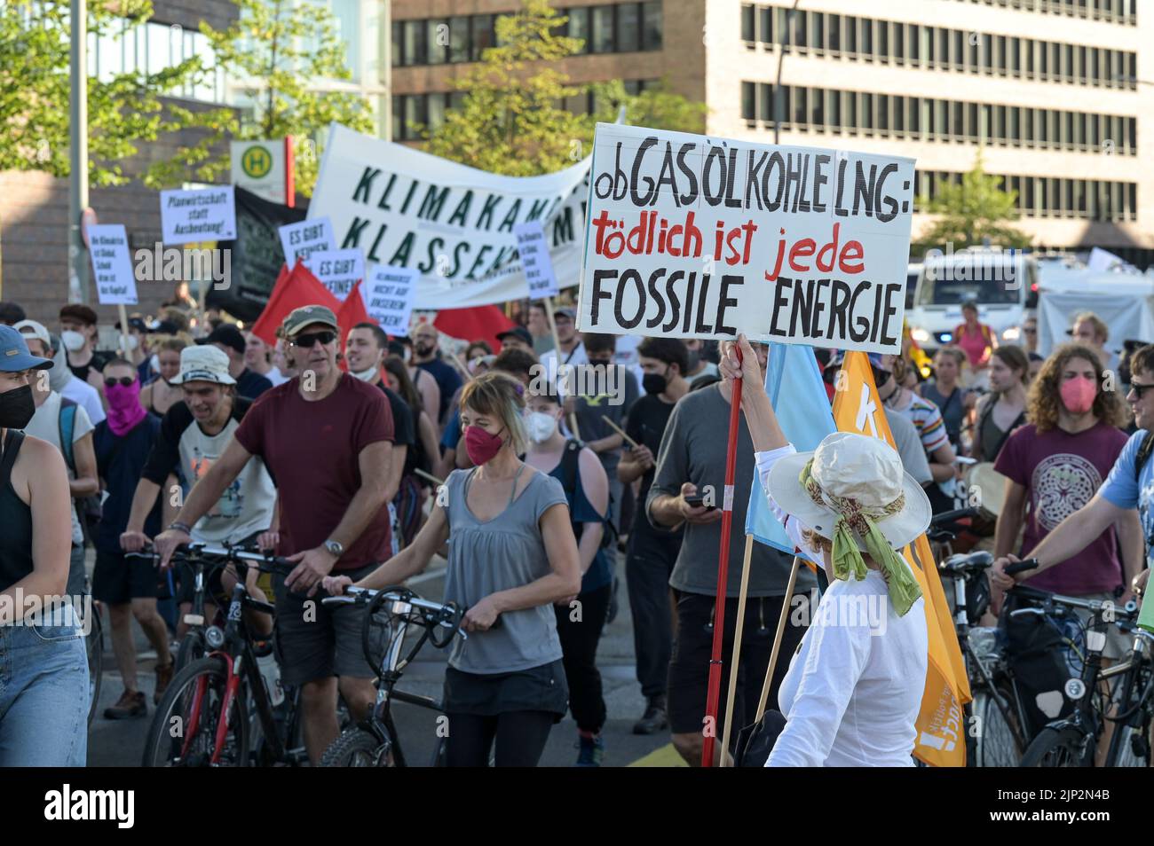 GERMANY, Hamburg city, climatecamp 2022, rally for climate protection ...