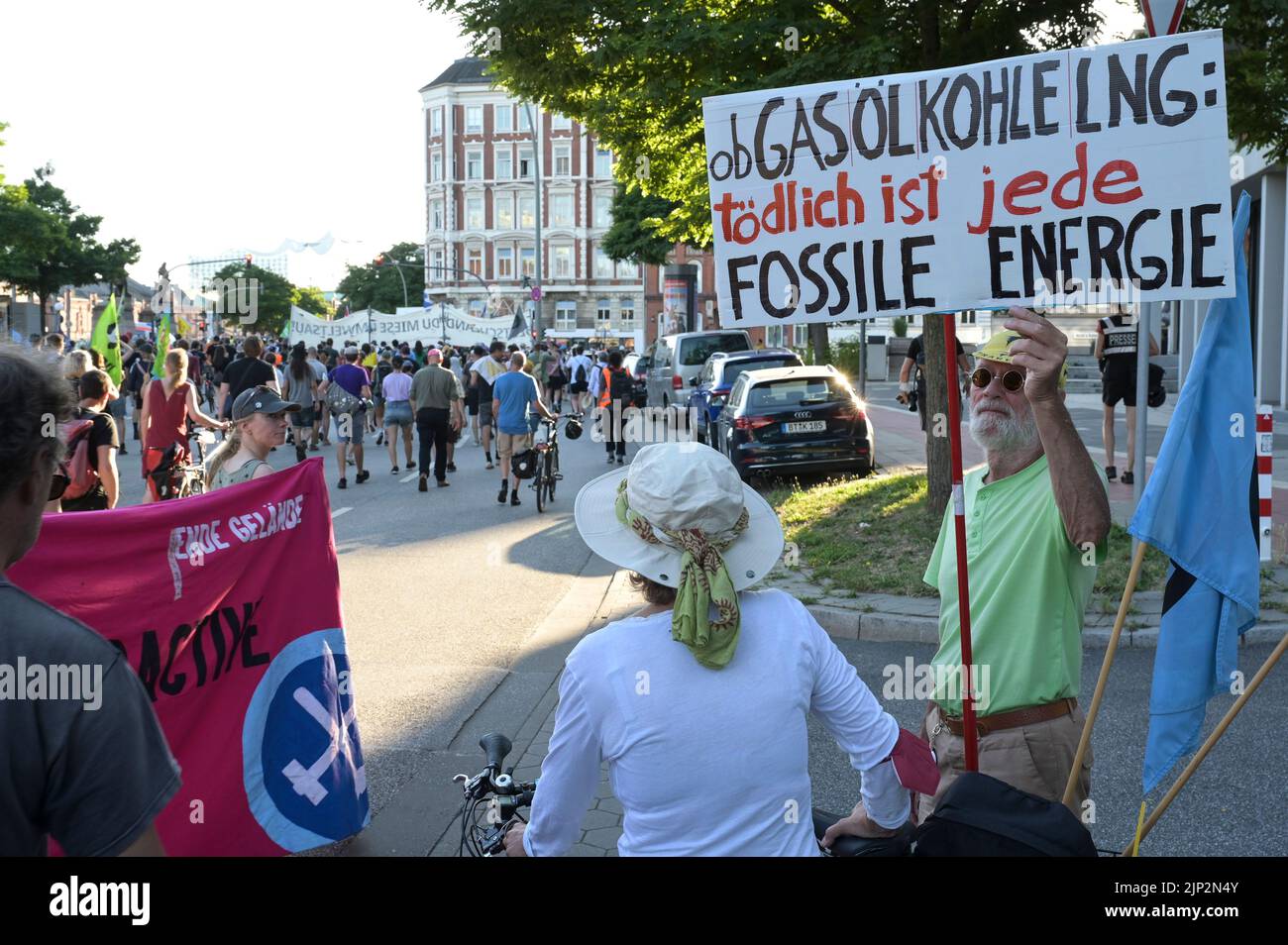 GERMANY, Hamburg city, climatecamp 2022, rally for climate protection ...