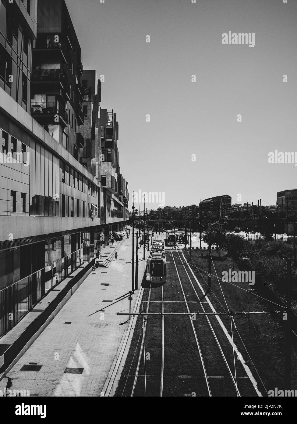 A vertical shot of the Rosa Parks in grayscale in Paris, France Stock ...
