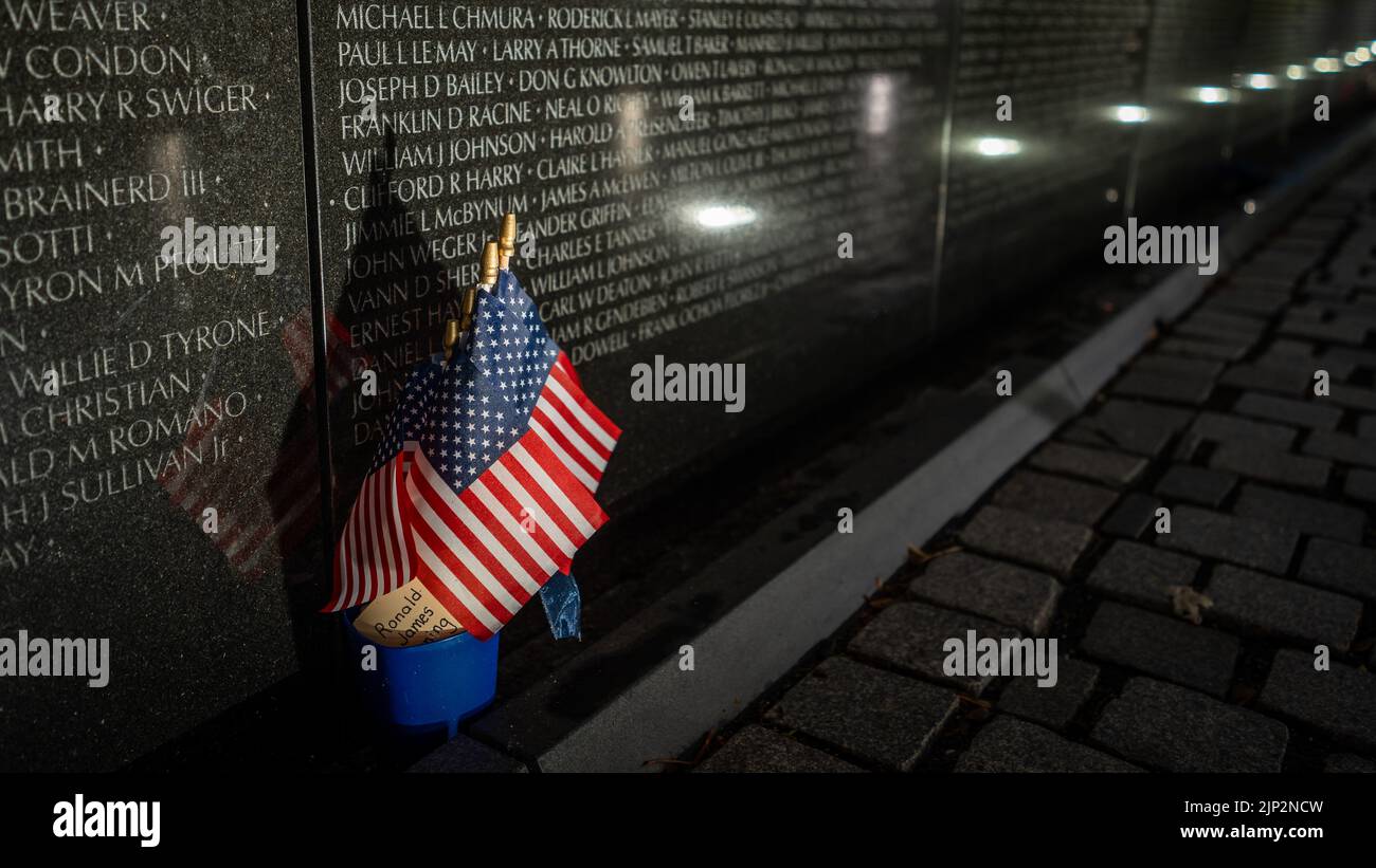 Vietnam War Memorial At Night