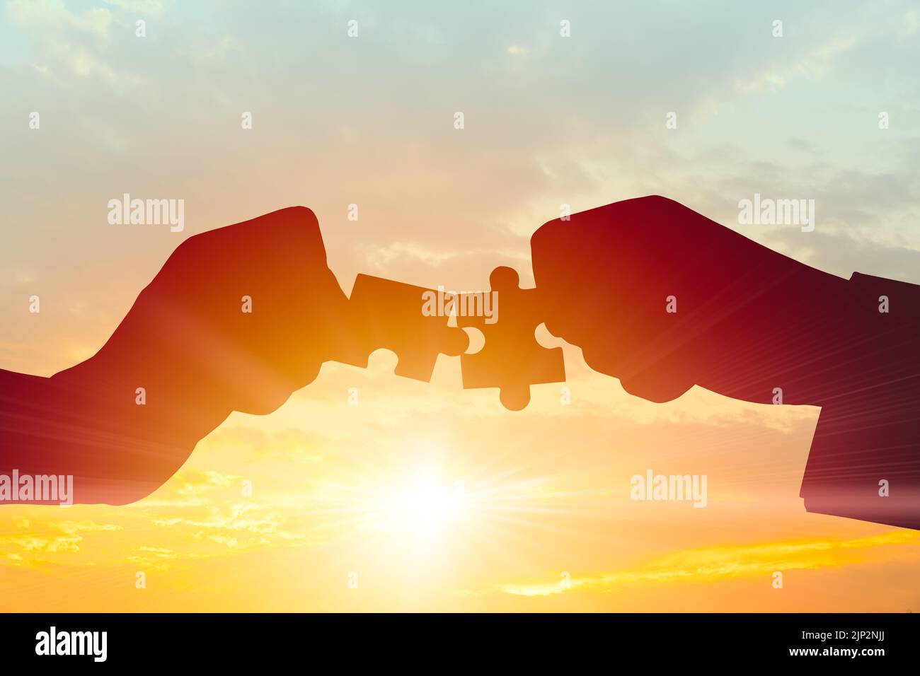 Business Teamwork, Join partnership and cooperation concept. Silhouette ...