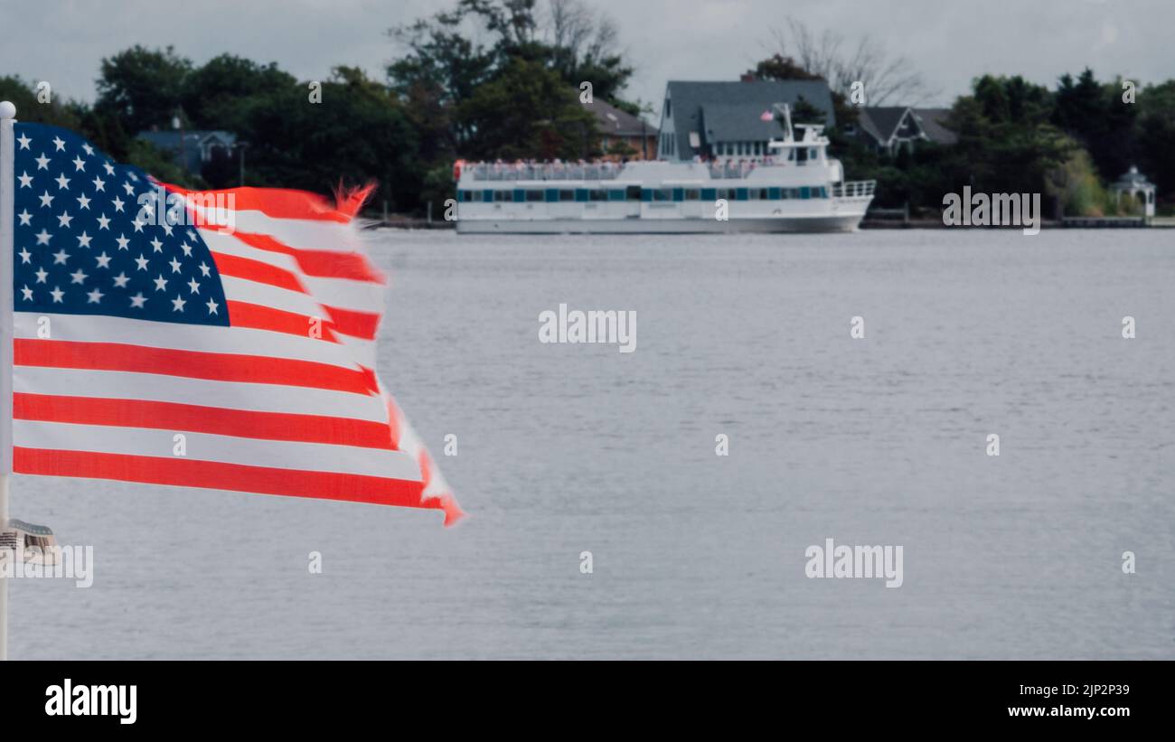 The American flag in the port Stock Photo - Alamy