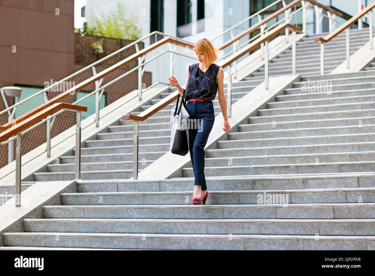 woman, on the move, staircase, urban life, down, female, ladies, lady ...
