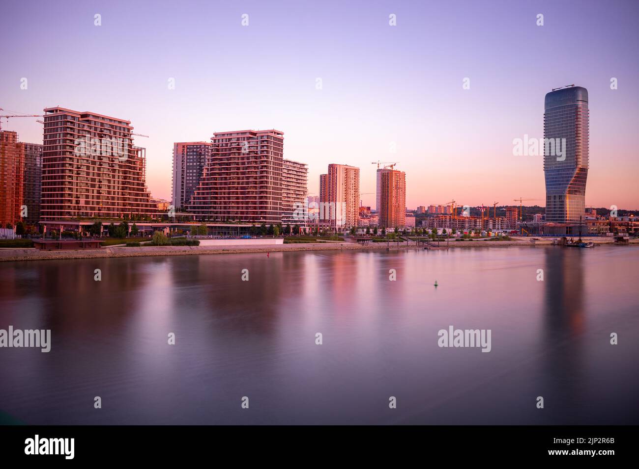 Belgrade Watefront, modern residential area on the river bank of Sava ...