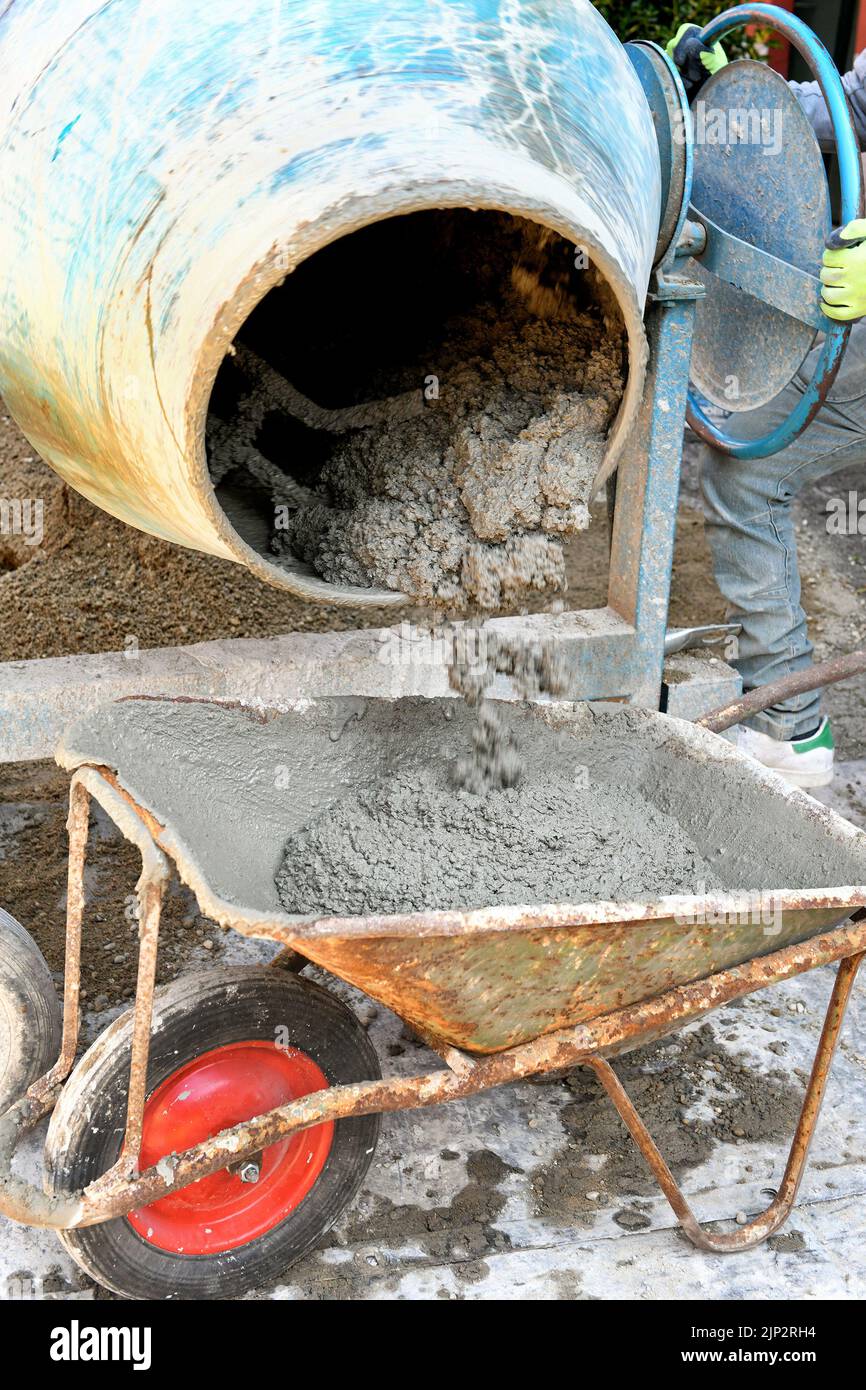 construction site, concrete, mixing, concrete mixers, construction ...