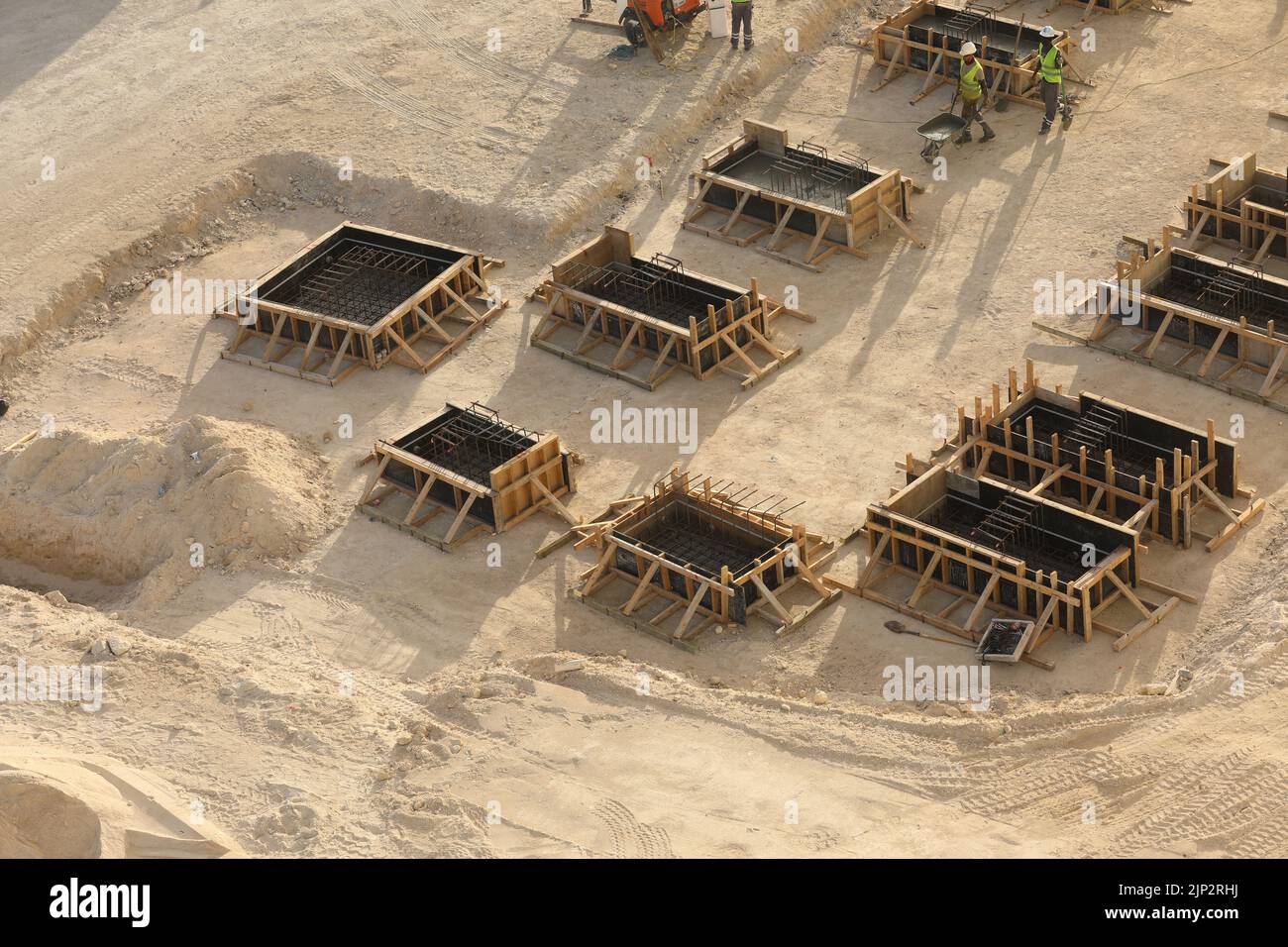 Timber formwork with metal reinforcement for pouring concrete and ...