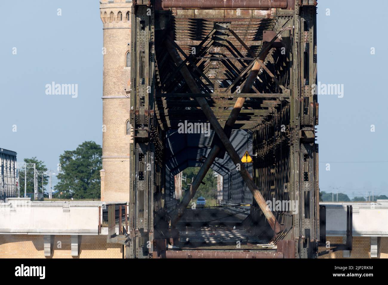 Road bridge and railway bridge on the Vistula River in Tczew, Poland ...