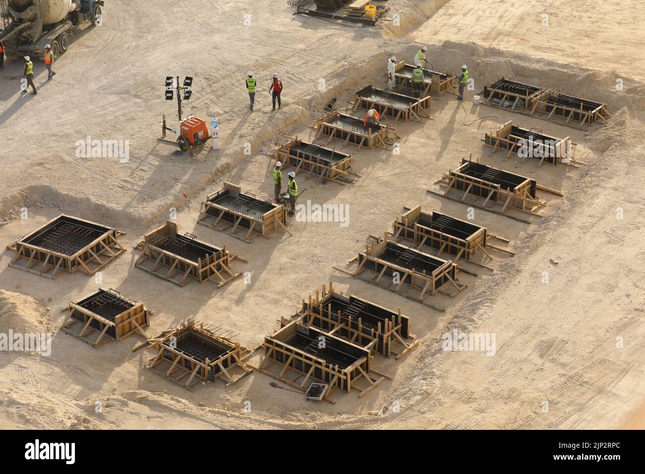 Timber formwork with metal reinforcement for pouring concrete and ...