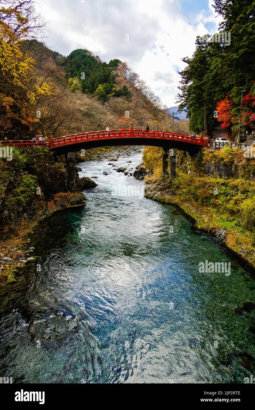 Shinkyo Bridge during autumn season in the morning located at Historic ...