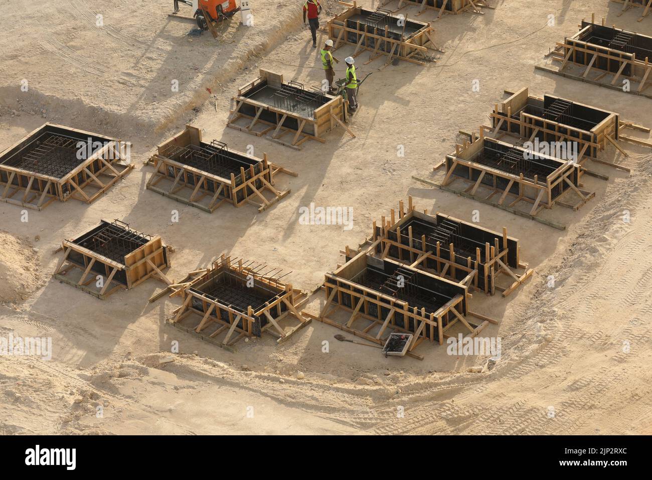 Timber formwork with metal reinforcement for pouring concrete and ...