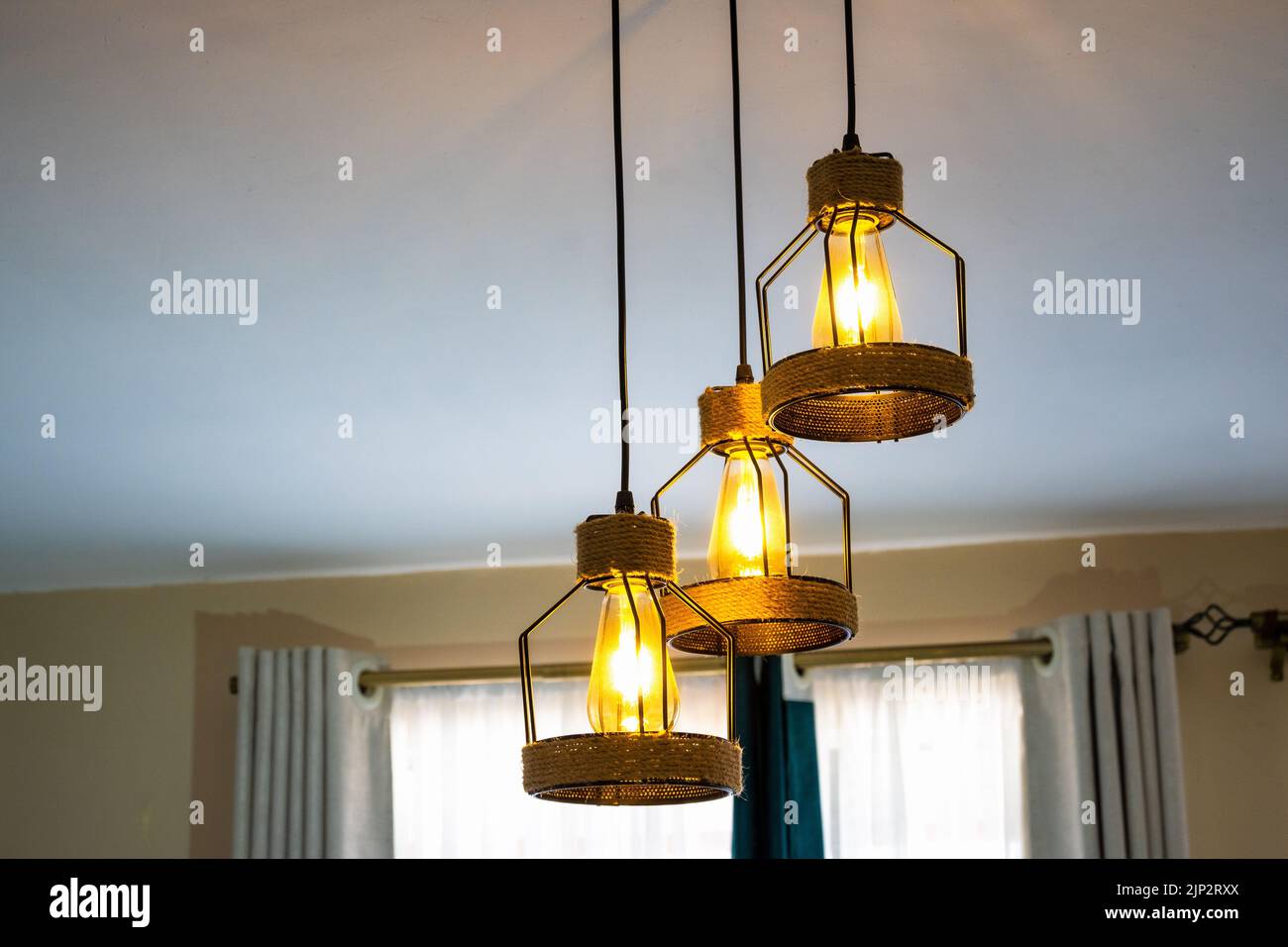 Beautiful industrial hanging yellow lights - minimalistic style ...