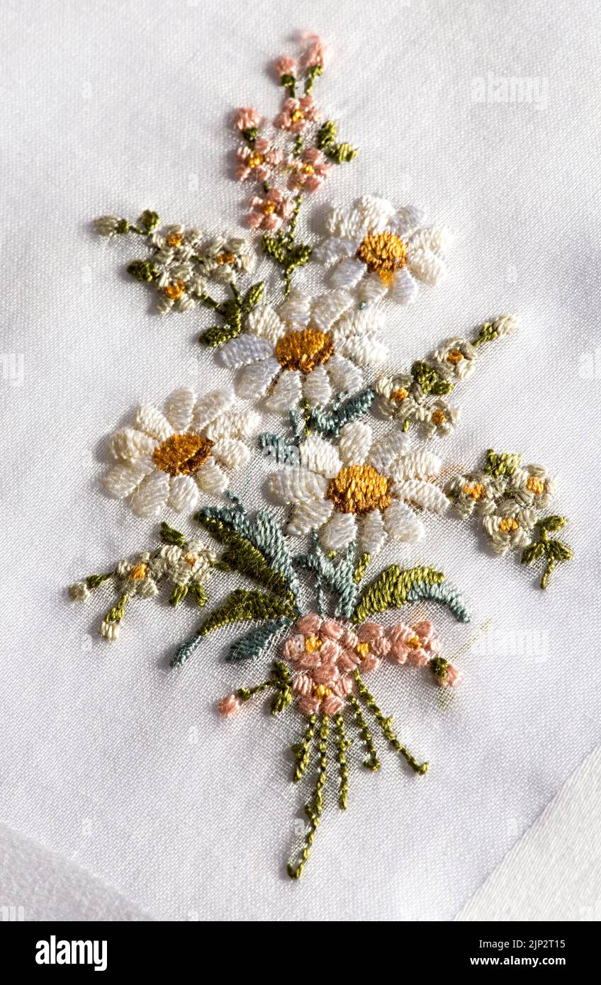 Embroidery flowers fabric hi-res stock photography and images - Alamy