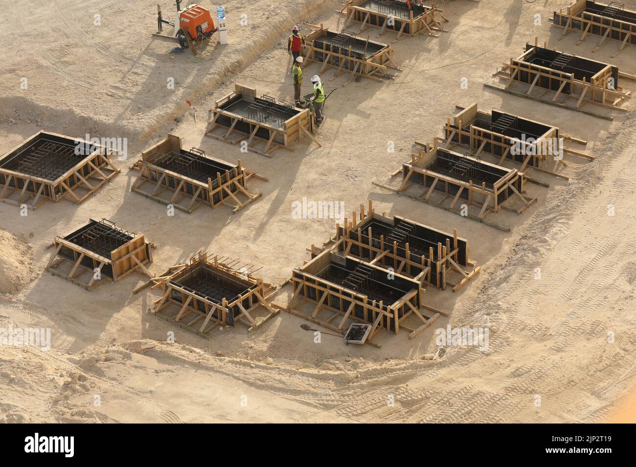 Timber formwork with metal reinforcement for pouring concrete and ...