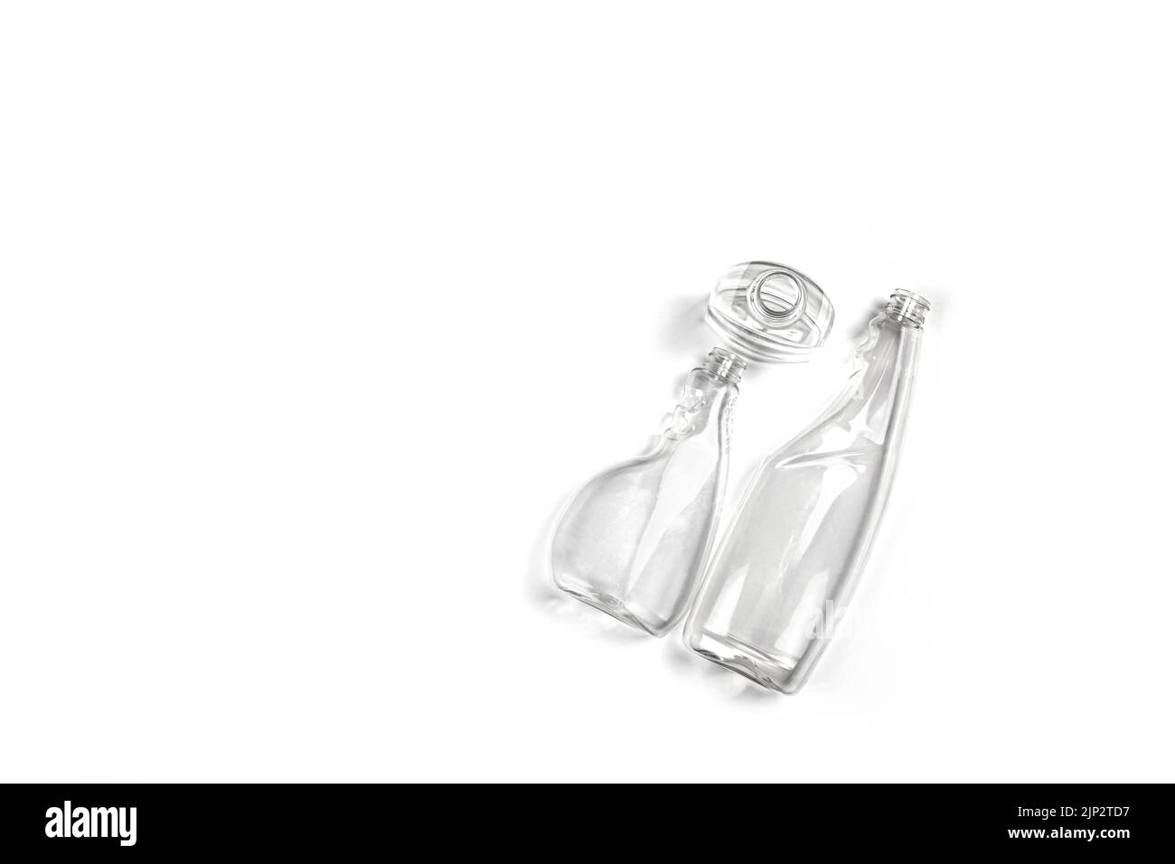 A top view of plastic packaging containers isolated on white background ...