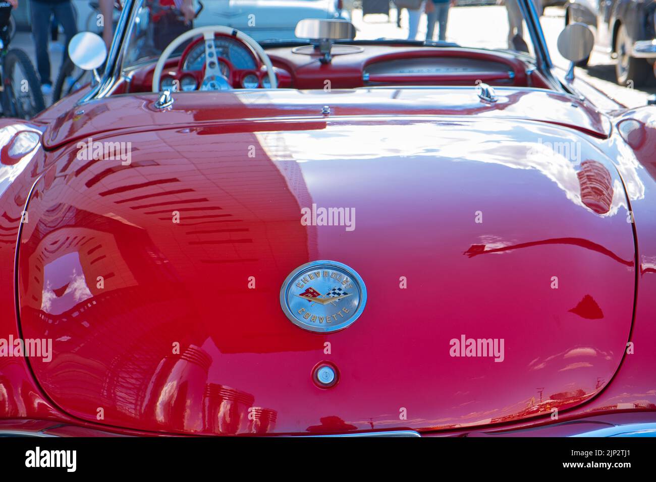 red chevrolet corvette cabriolet classic c1 from the sixties on the ...