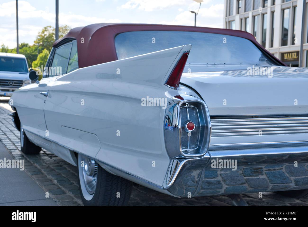 cadillac cabriolet with red roof from the sixties on a classic car show ...