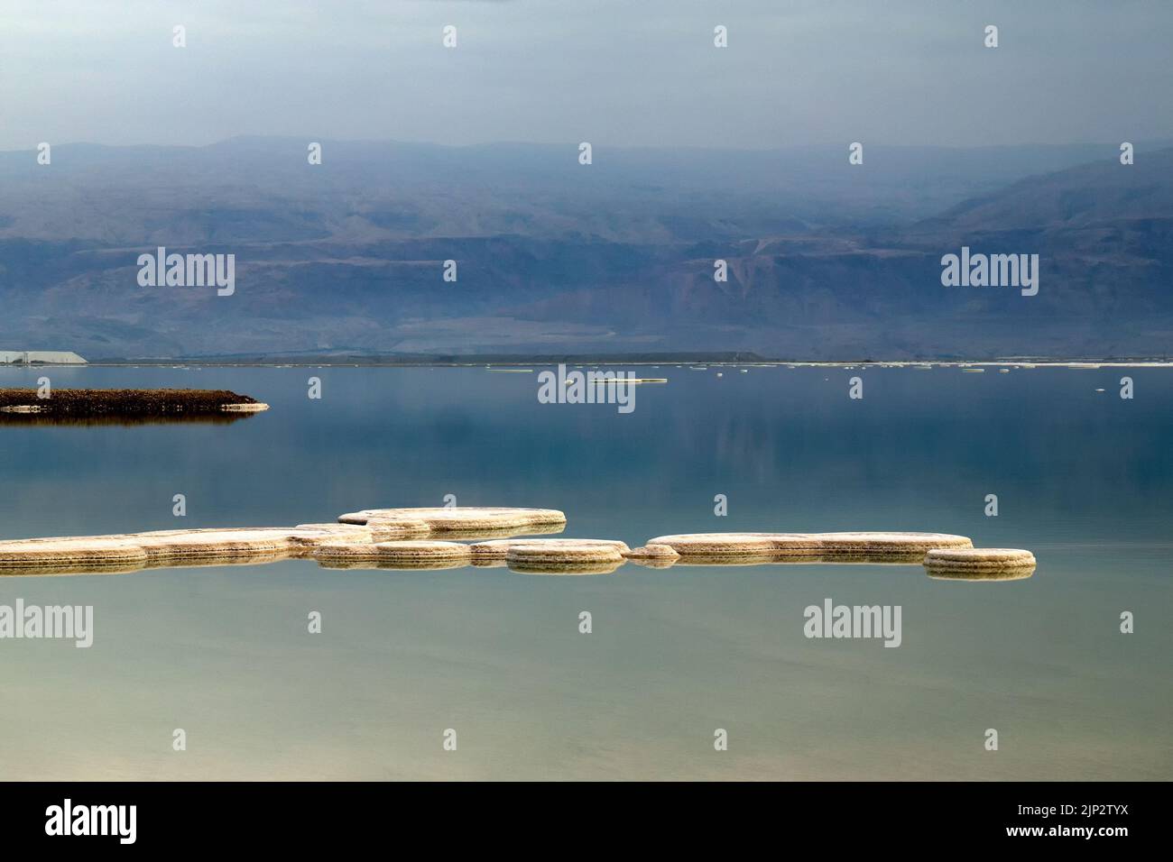 Mineral salt formations on the surface of Dead Sea in Israel Stock ...