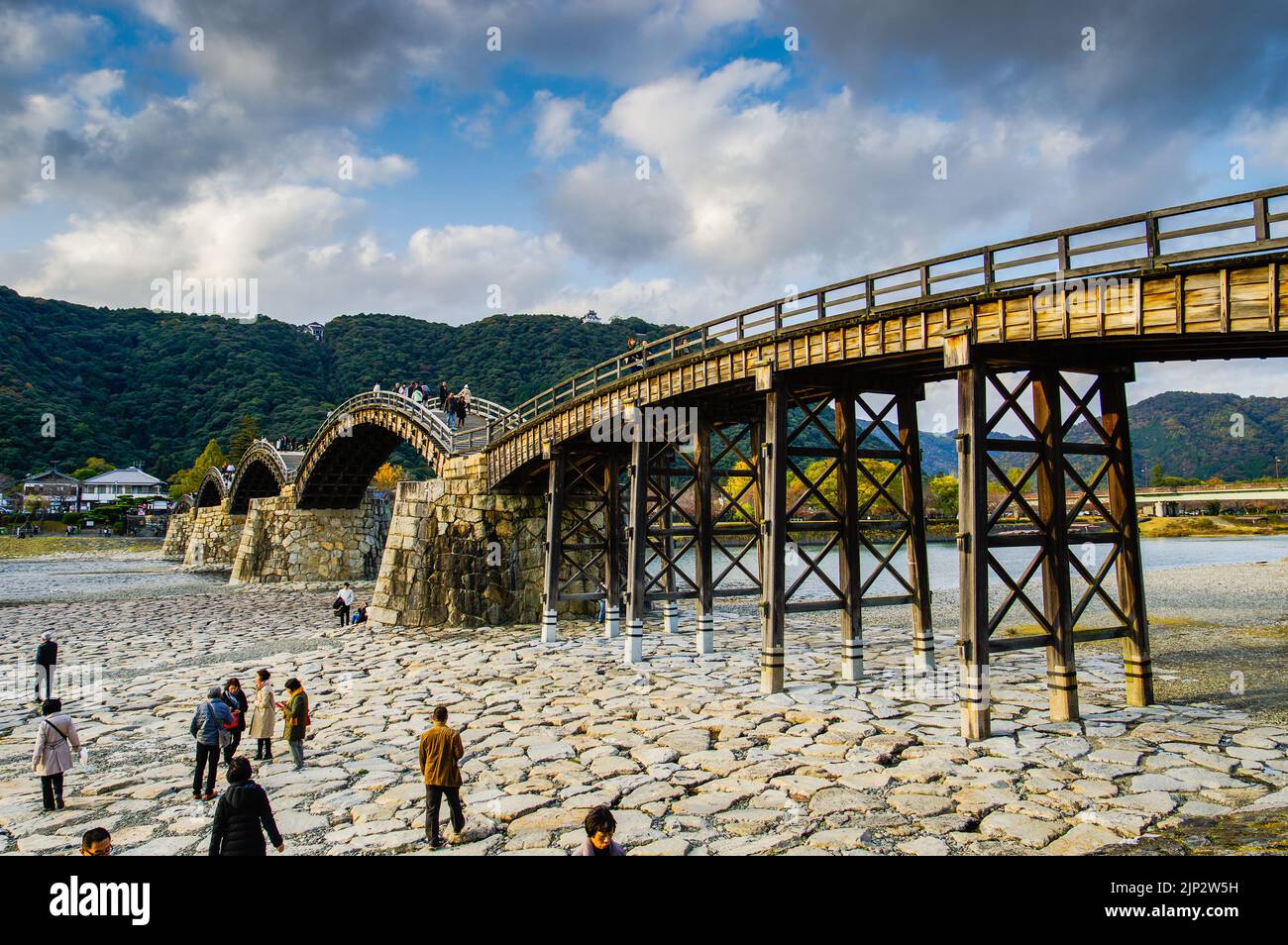 A closeup of One of the arches of Kintai Bridge located at Iwakuni Yamaguchi Stock Photo - Alamy