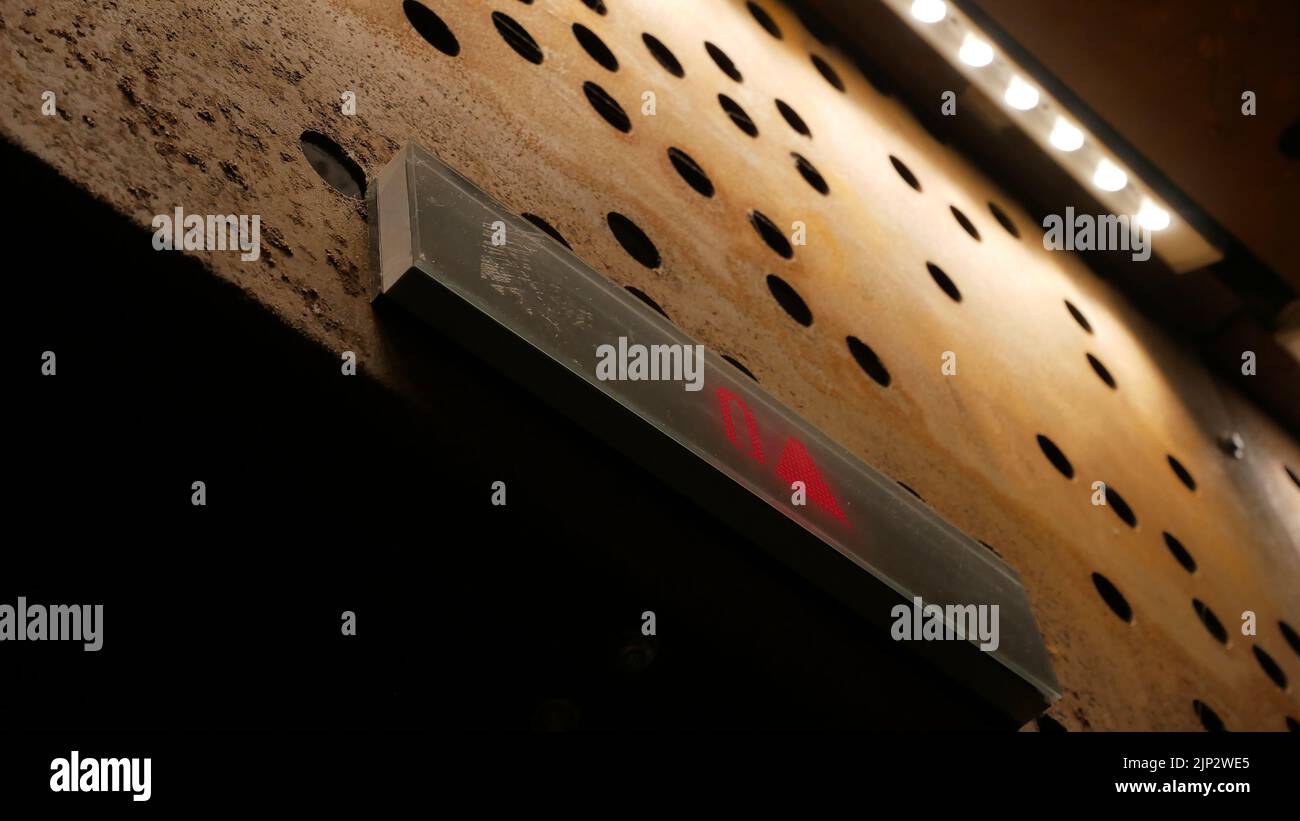 A low angle close-up of an elevator floor number display Stock Photo ...