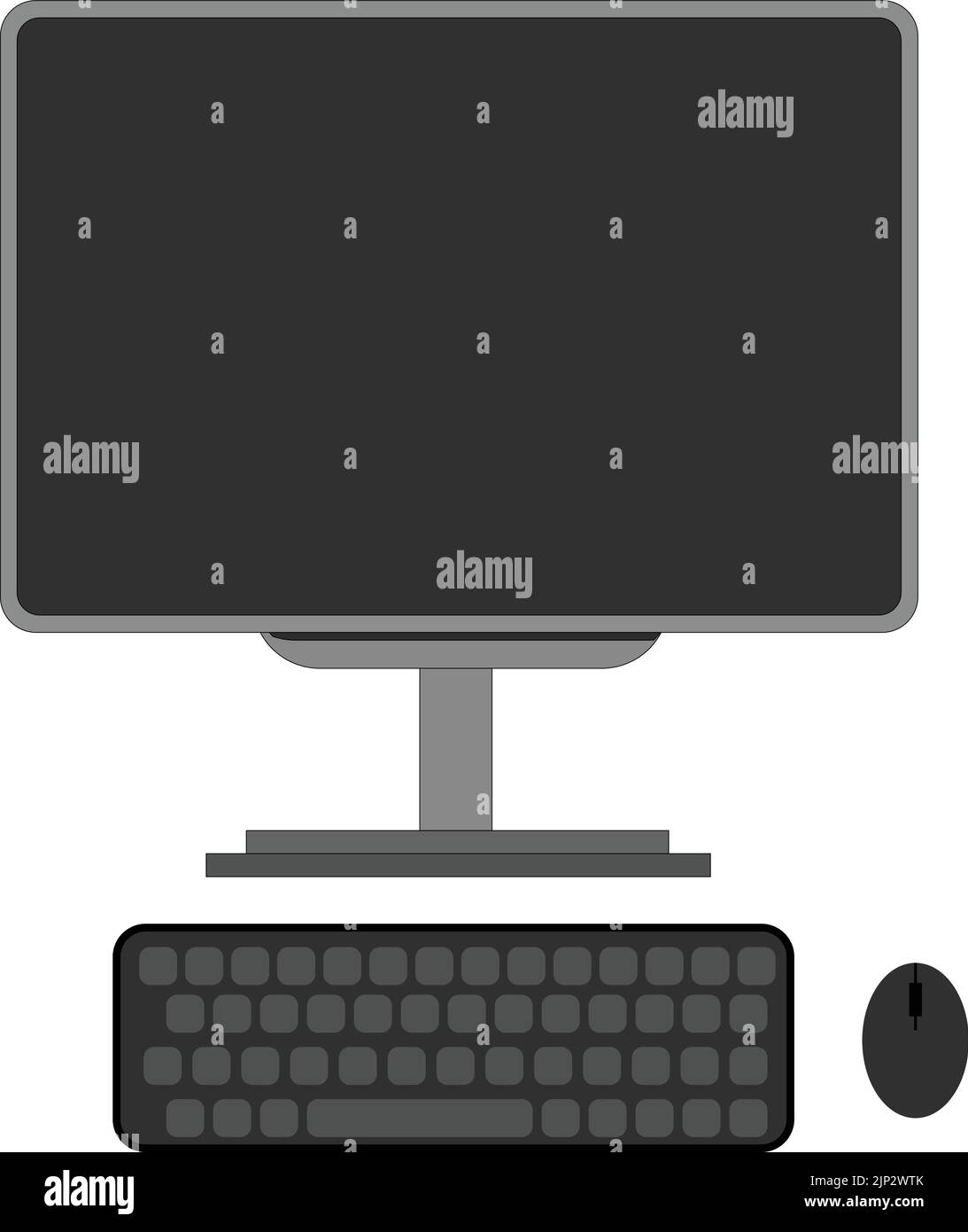 A black computer with its keyboard isolated on the white background ...