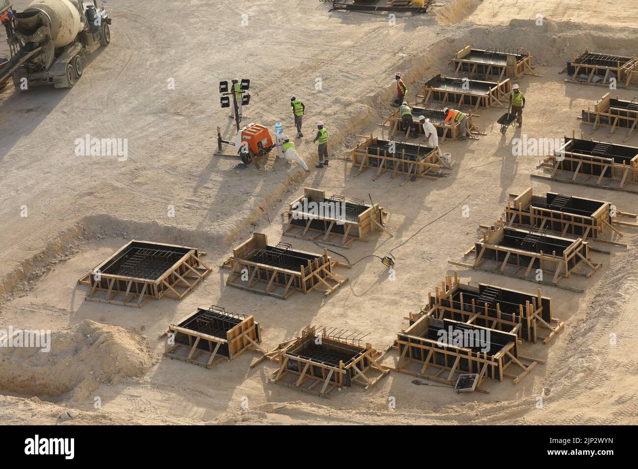 Timber formwork with metal reinforcement for pouring concrete and ...