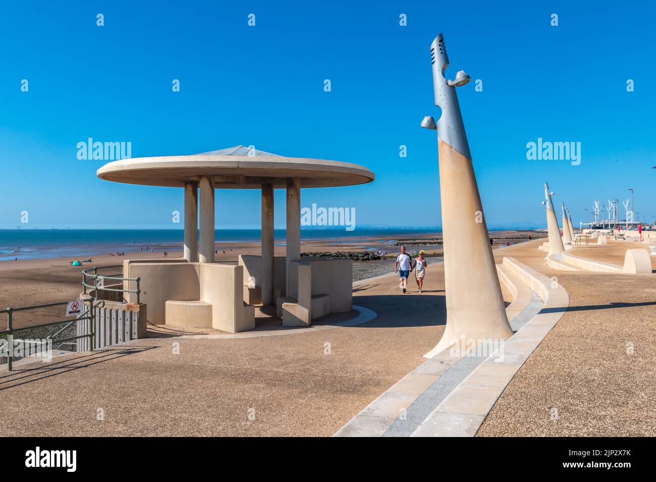 Thornton-Cleveleys promenade and sea defences, Lancashire Stock Photo ...