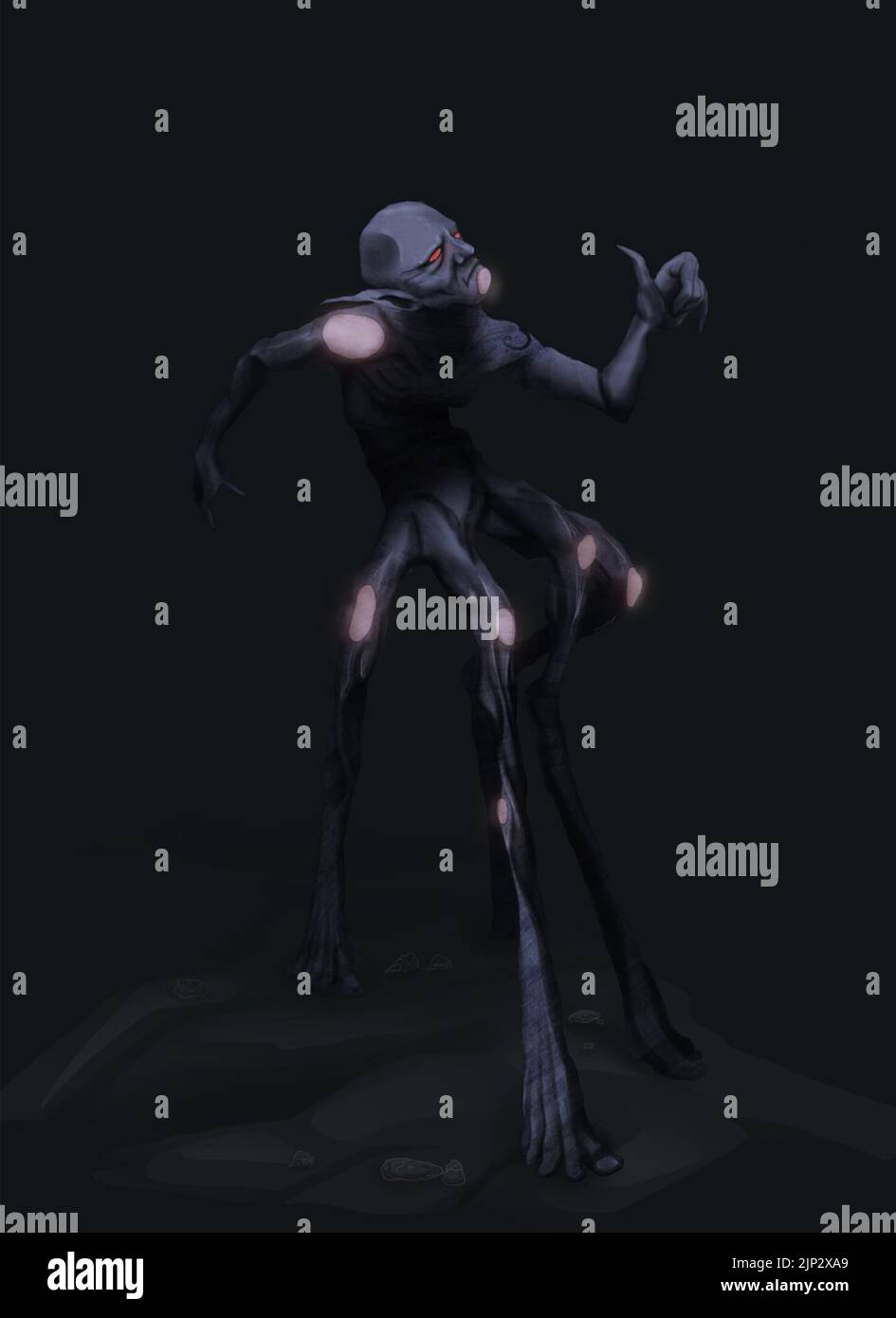 An abstract alien character design on a dark background Stock Photo - Alamy