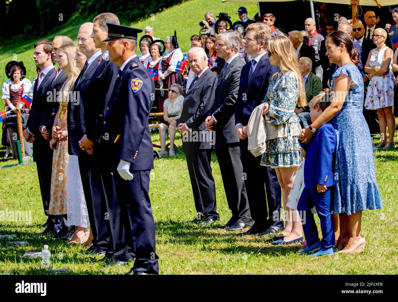 Vaduz, Liechtenstein. 15th Aug, 2022. Hans Adam II Prince of Liechtenstein, Alois Hereditary ...