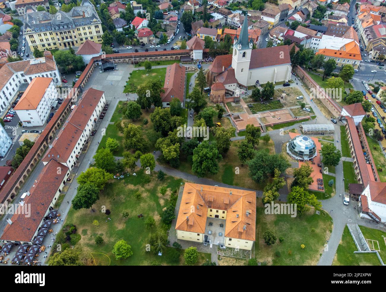 aerial view of the medieval fortress in Targu Mures city - Romania ...