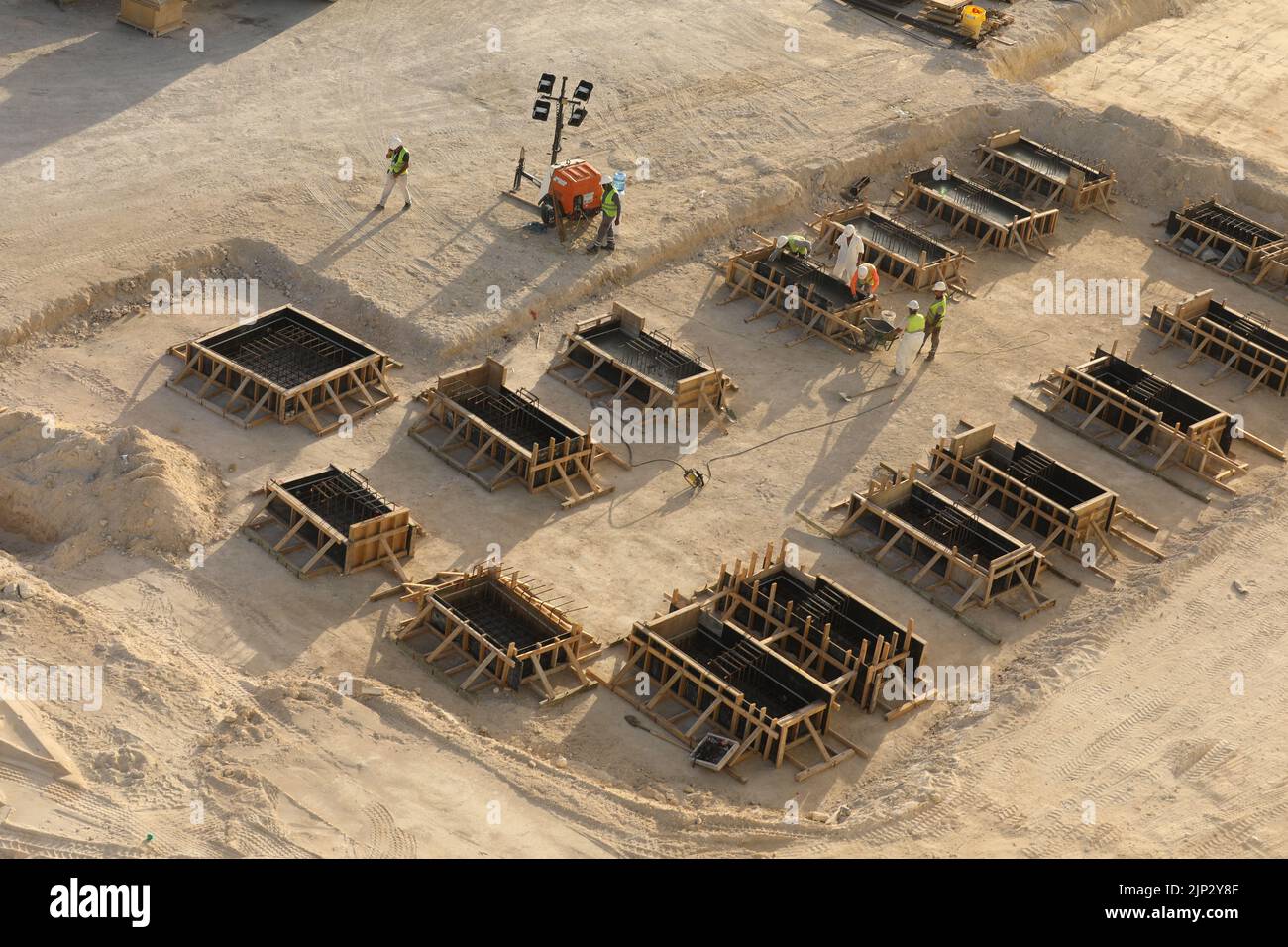 Timber formwork with metal reinforcement for pouring concrete and ...