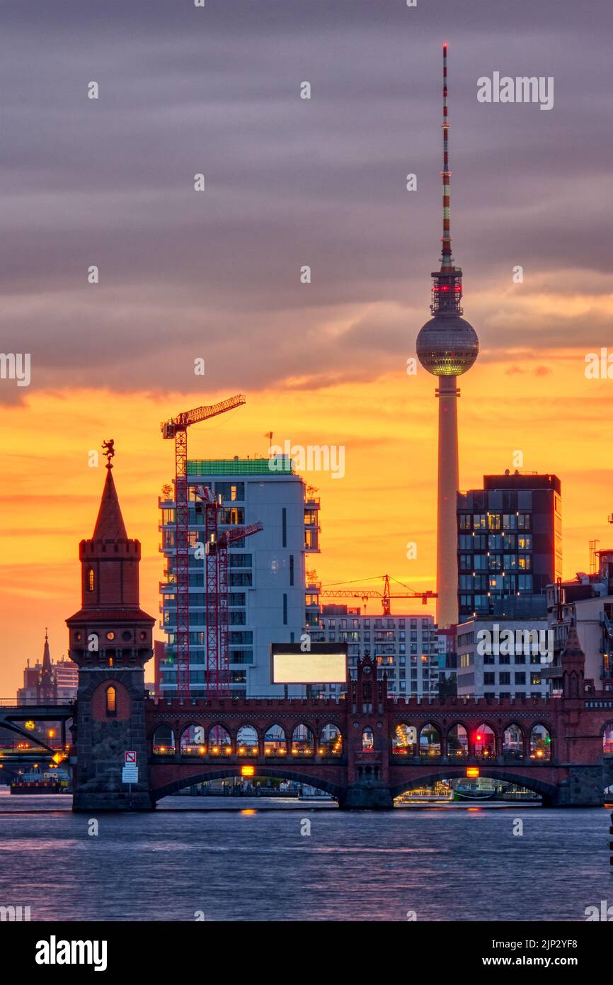 berlin, television tower, oberbaumbruecke, television towers ...
