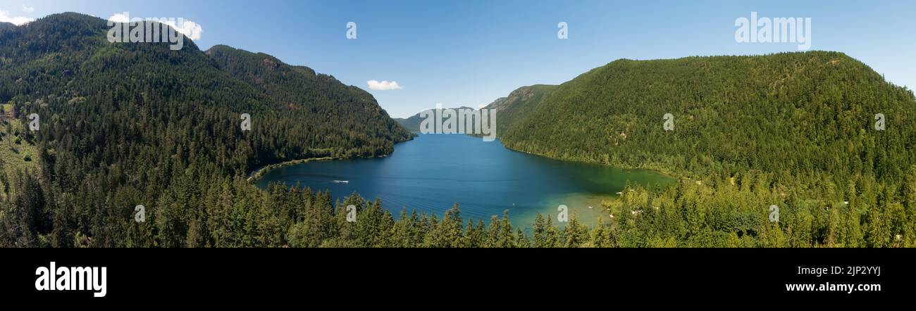 Aerial Panoramic View of Cameron Lake during a vibrant sunny day Stock ...