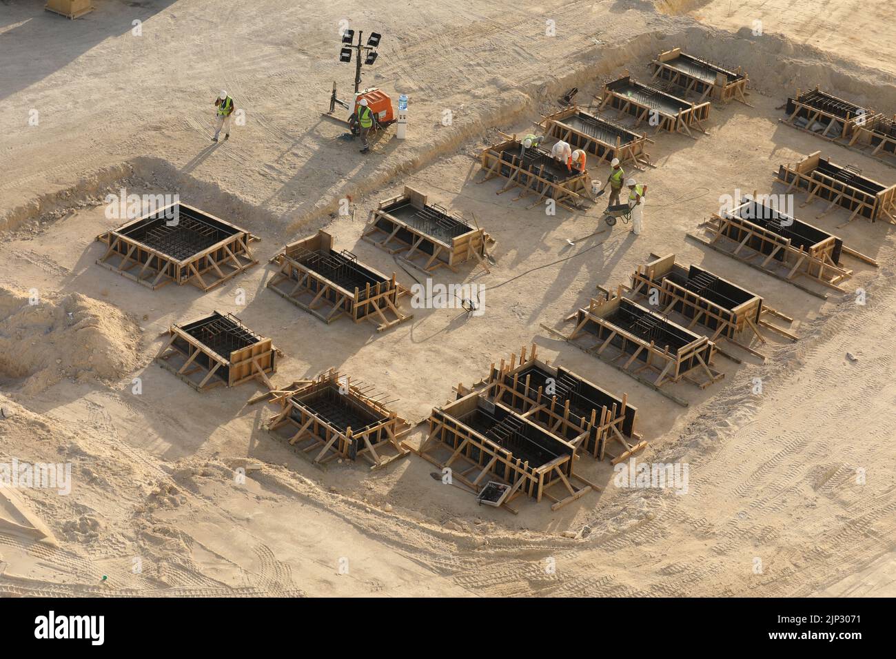 Timber formwork with metal reinforcement for pouring concrete and ...