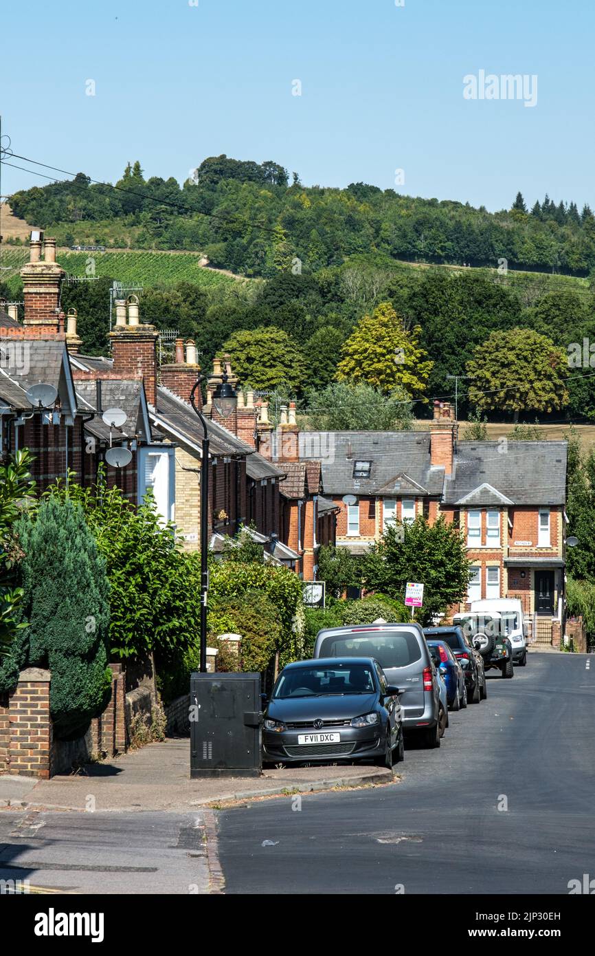 Dorking, Surrey Hills, London UK, August 13 2022, Row Of Traditional ...
