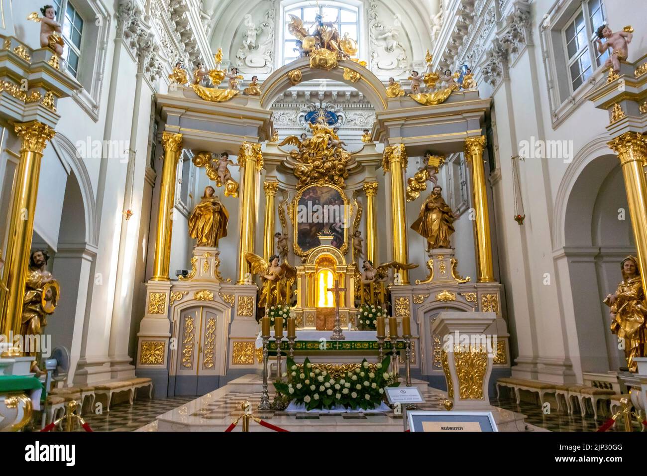 Warsaw, Poland, Wide Angle View, Altar, Historic Polish Catholic Church ...