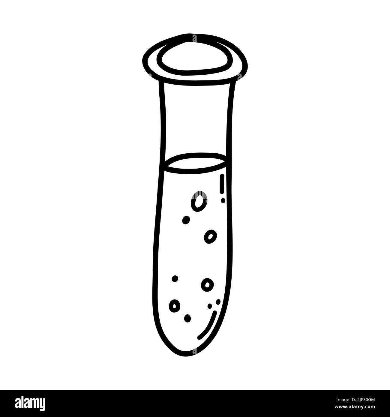 Hand drawn doodle test tube icon for print, coloring page, kids design ...