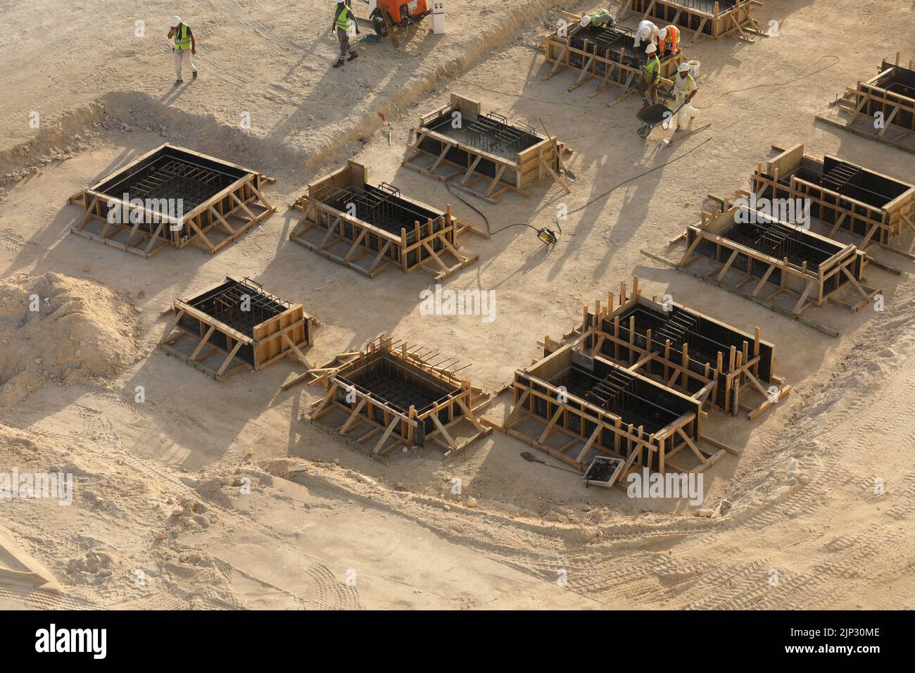 Timber formwork with metal reinforcement for pouring concrete and ...
