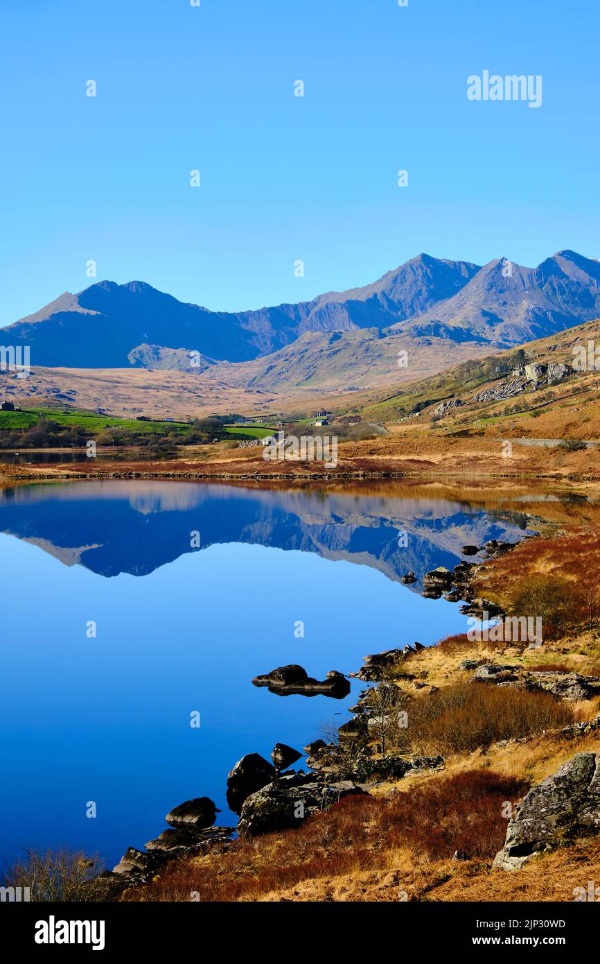 lake, wales, snowdonia nationalpark, llynnau mymbyr, lakes Stock Photo ...