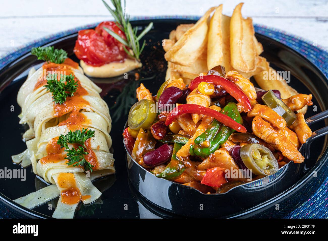 Fried Chicken with Hot Pepper Sauce. The appetizer is served with ...