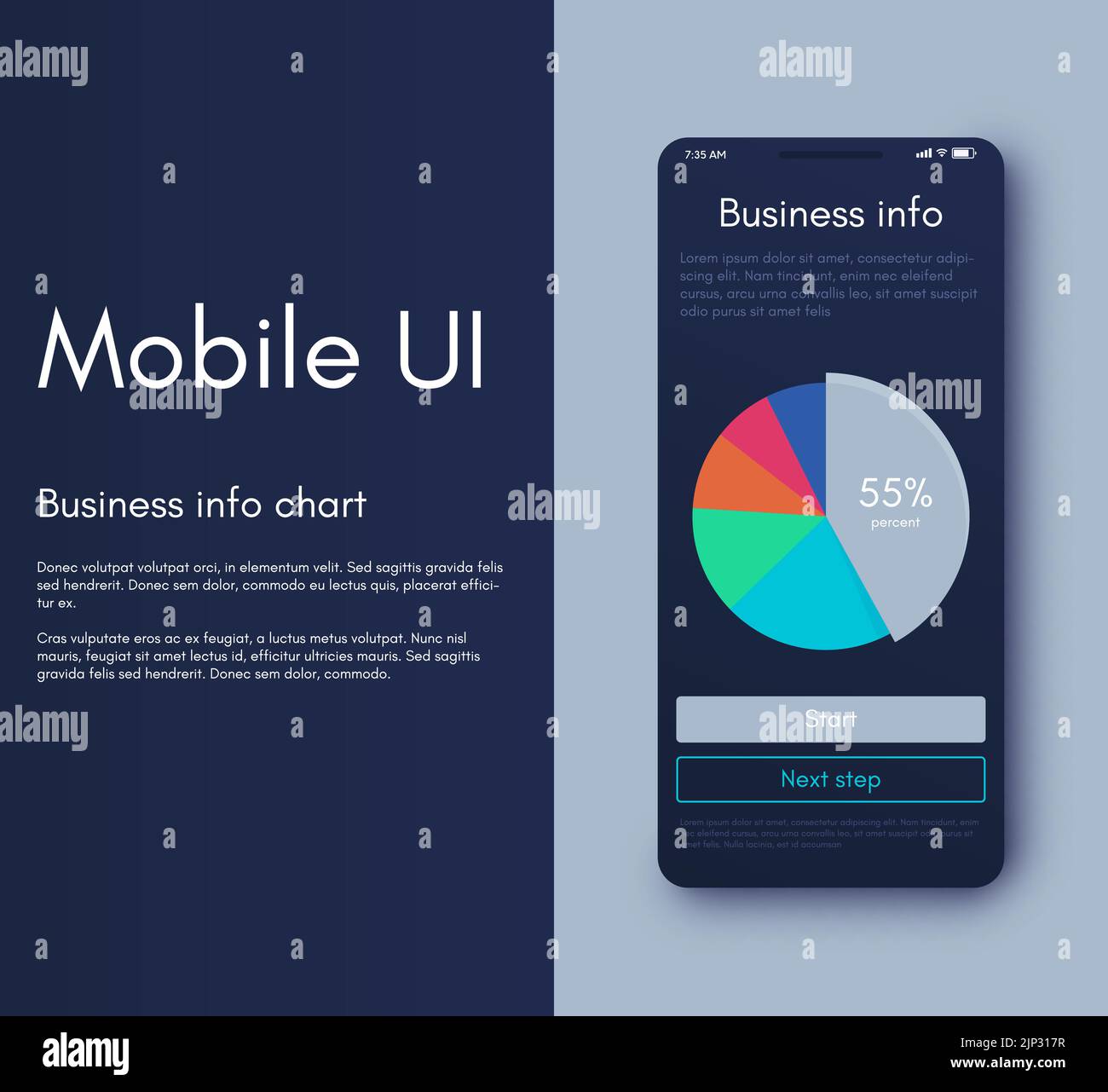 Vector graphics infographics with mobile phone. Template for creating mobile applications ...